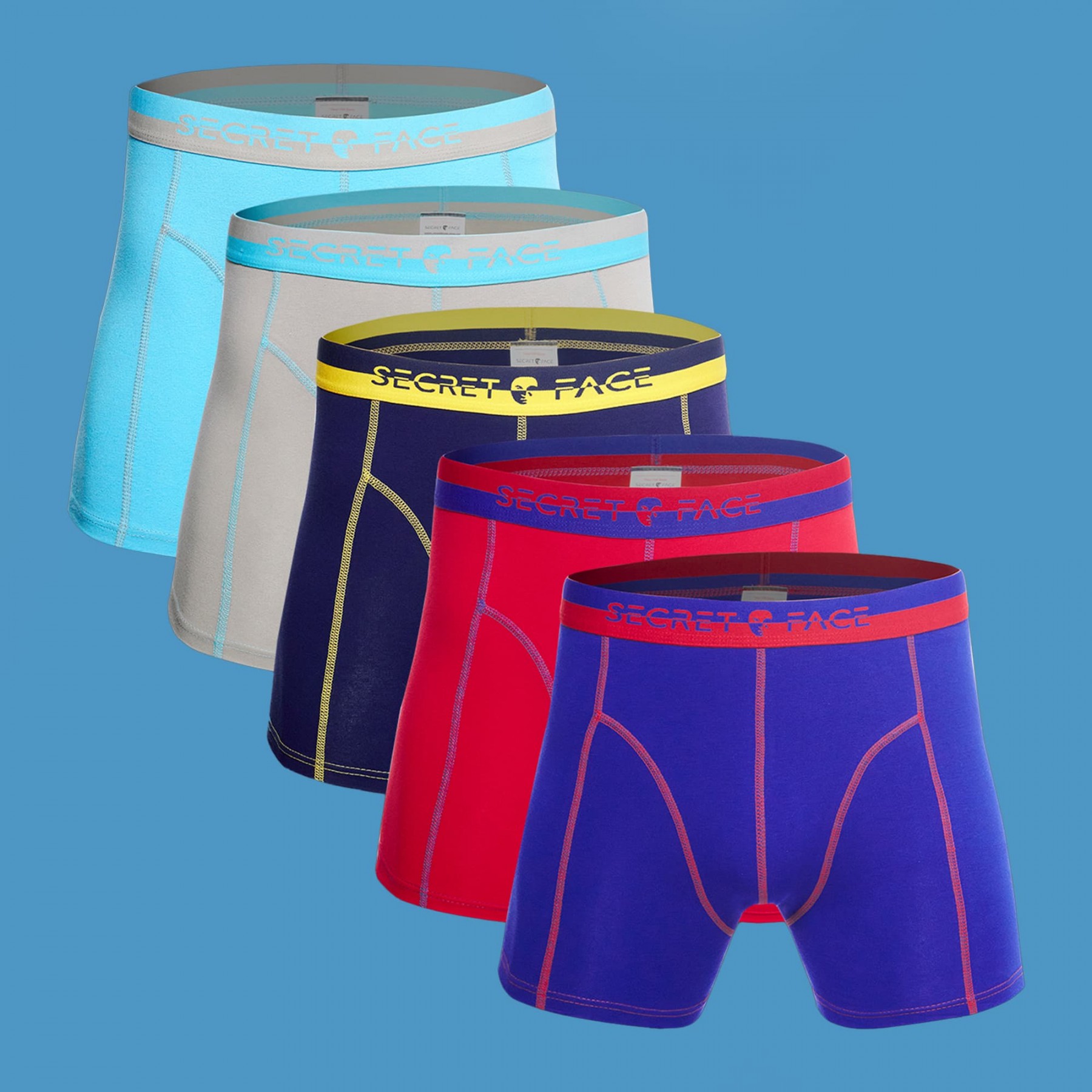 Secret Face Mens Luxury Trunk - Contrast Thrill - 5 PACK