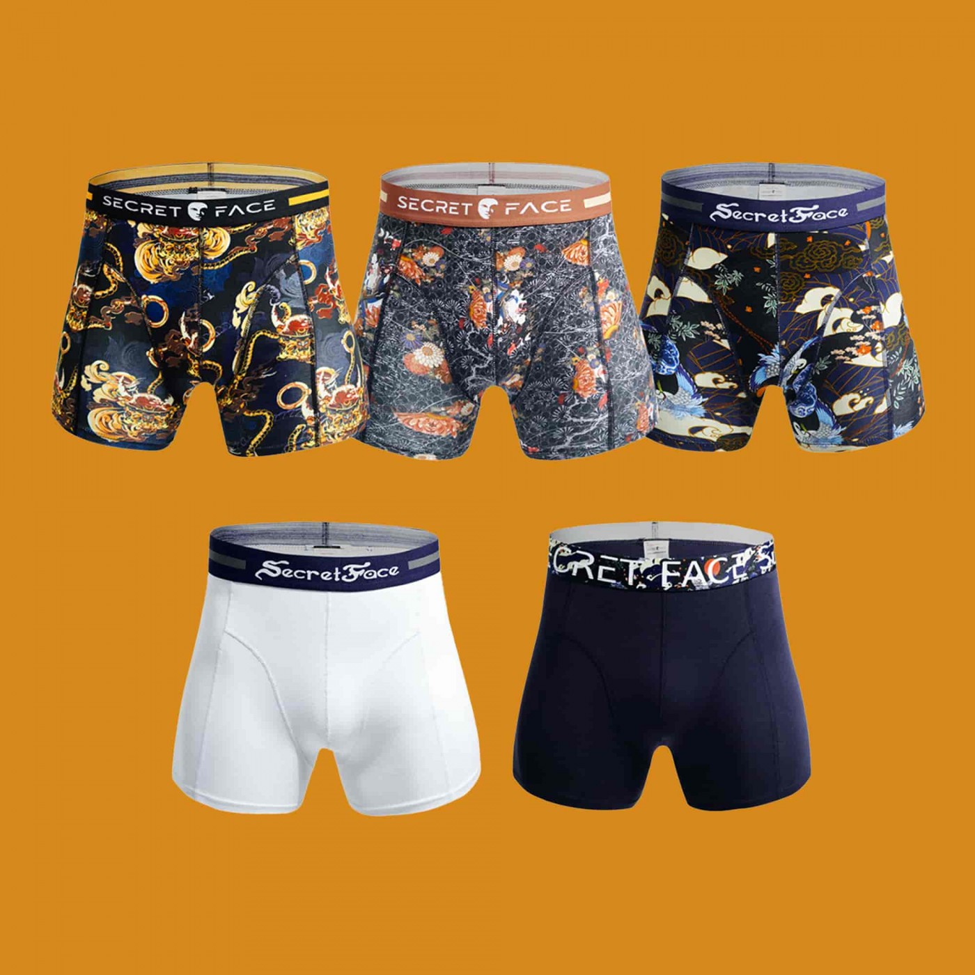 Secret Face Mens Luxury Trunk - Japan Samurai - 5 PACK