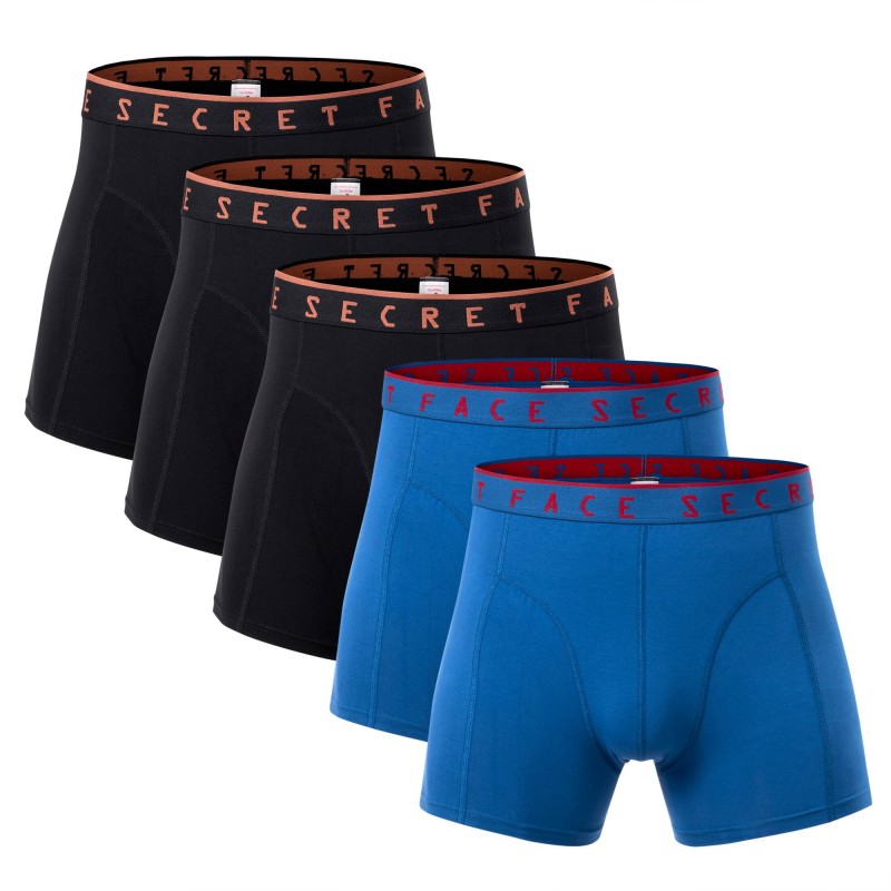 Secret Face Mens Bamboo Trunks EVERDAY SOLID - 5 Pack